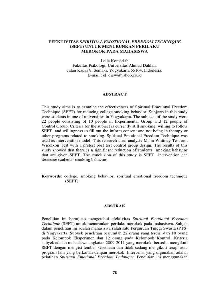 Terapi SEFT Untuk Perokok PDF | PDF