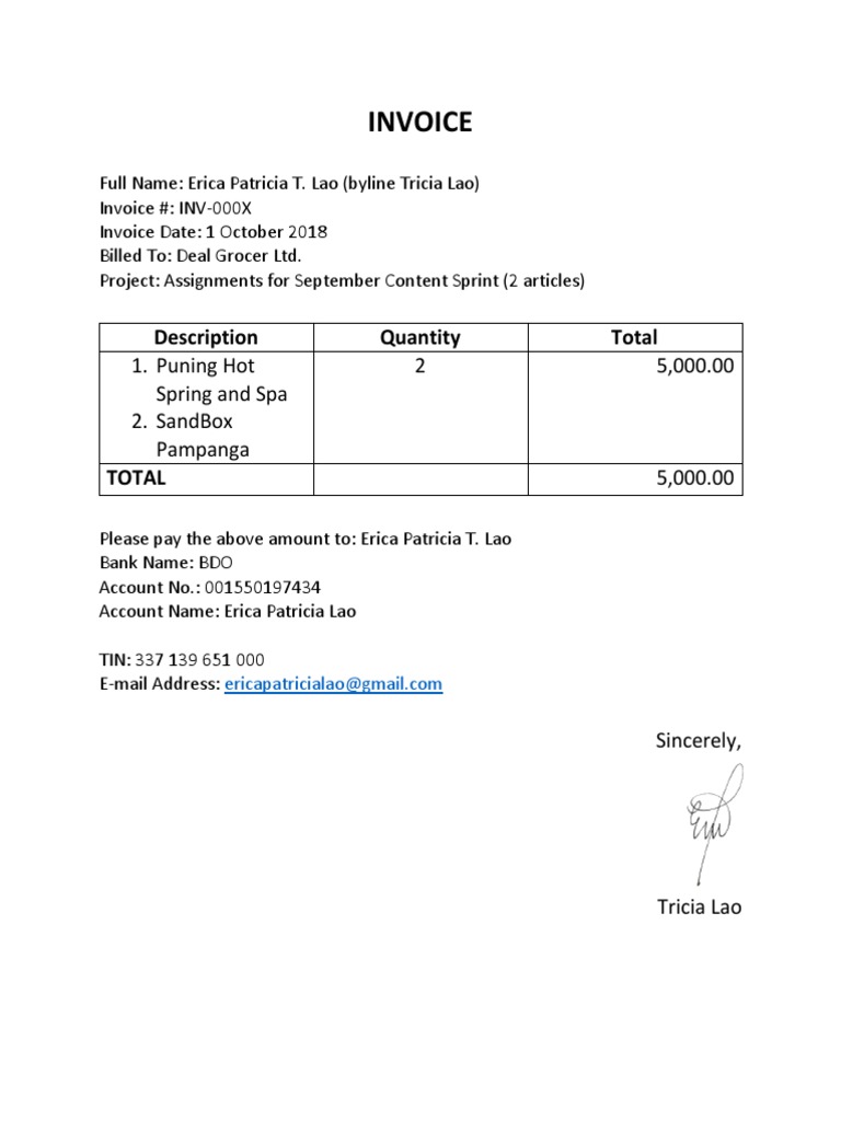 Invoice for Deal Grocer Ltd. | PDF