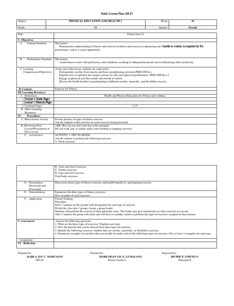 Lesson 1 Exercise For Fitness | PDF | Physical Fitness | Aerobic Exercise