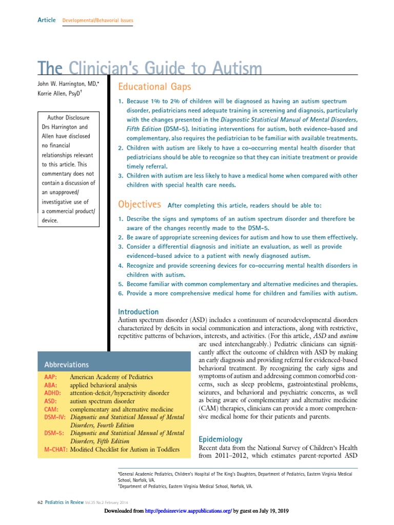 Clinicians Guide To Autism | PDF | Autism Spectrum | Autism