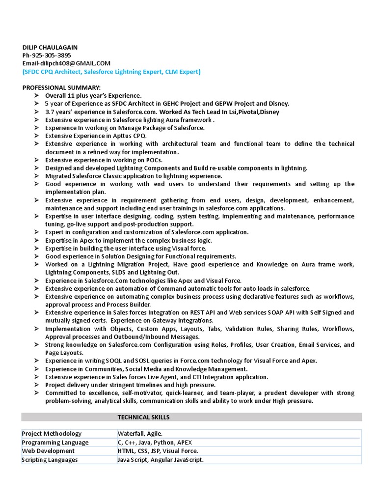 Salesforce CPQ Architect Resume | PDF | Salesforce.Com | Information ...