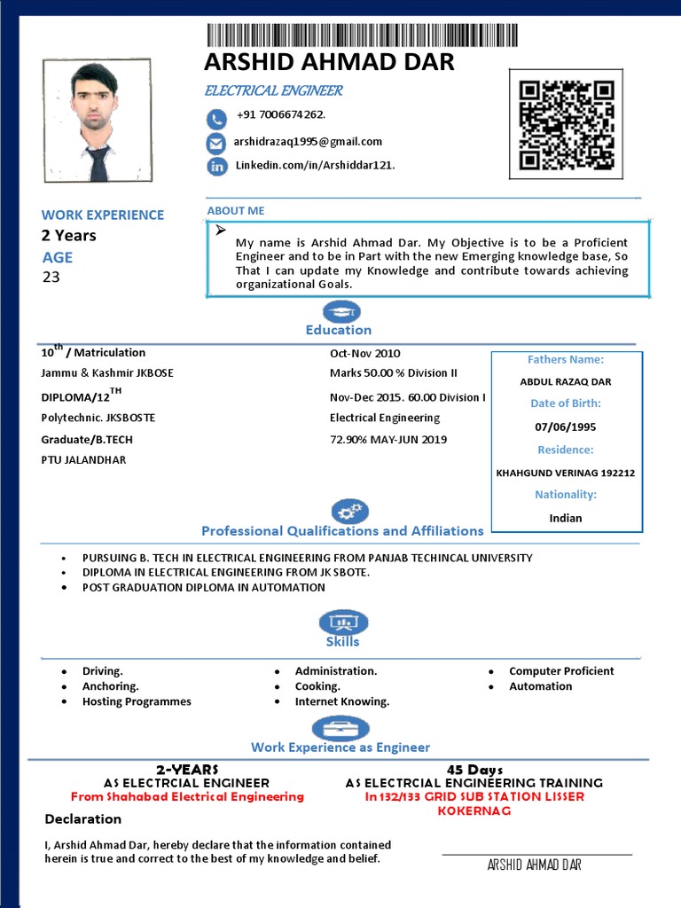Arshid Ahmad Dar: Electrical Engineer | PDF | Science And Technology | Academia