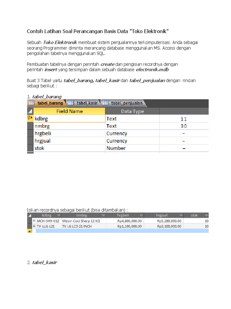 Latihan Database Toko Elektronik | PDF