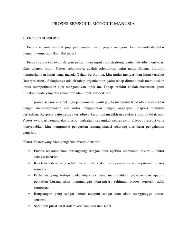 Proses Sensorik Motorik | PDF
