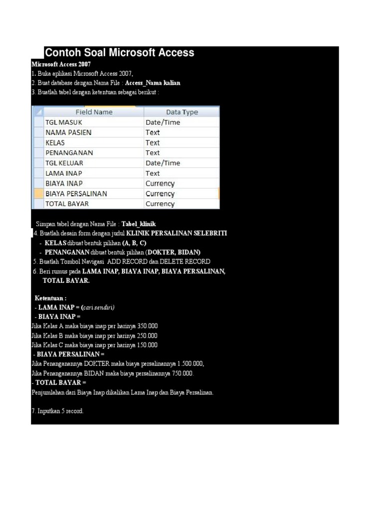 Contoh Soal Microsoft Access | PDF