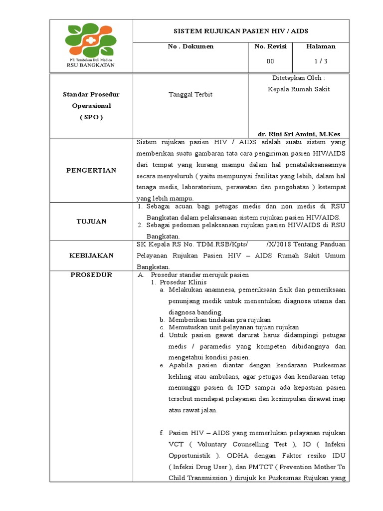Prosedur Rujukan Pasien HIV/AIDS | PDF | Pengembangan Diri | Sains ...