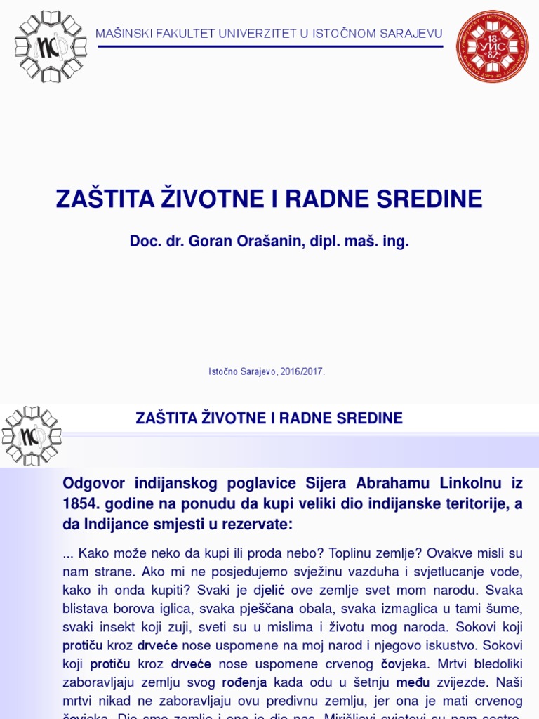 1 Zastita Zivotne I Radne Sredine - Uvod | PDF