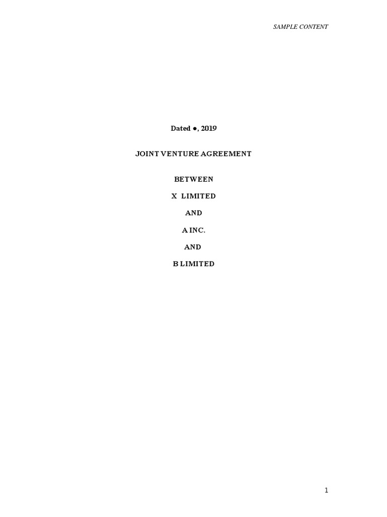 Joint Venture Agreement (Investment-JV & Collaboration) | PDF | Board ...