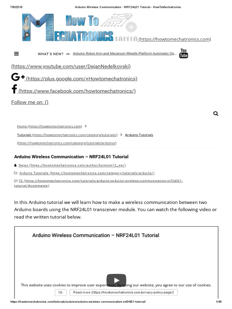 Arduino Wireless Communication - NRF24L01 Tutorial | PDF | Http Cookie | Radio
