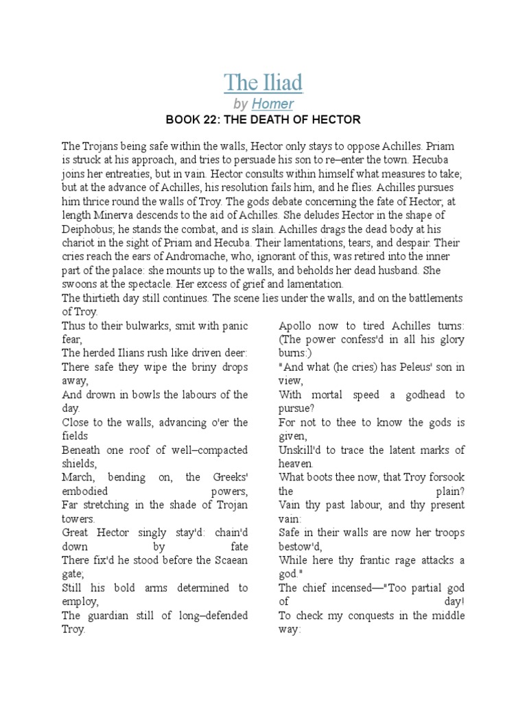 The Iliad: Homer | PDF | Hector | Achilles