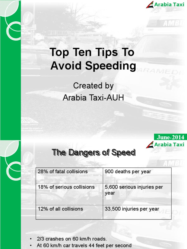 Top Ten Tips To Avoid Speeding: Created by Arabia Taxi-AUH | PDF ...