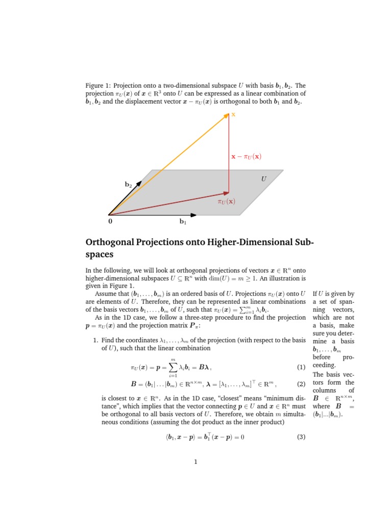 Orthogonal Projections Onto Higher-Dimensional Sub-Spaces | PDF ...