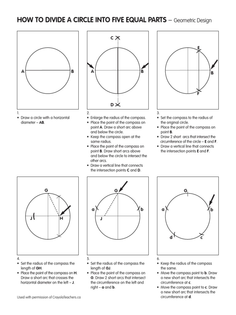 How To Divide A Circle Into Five Equal Parts - : Geometric Design | PDF ...