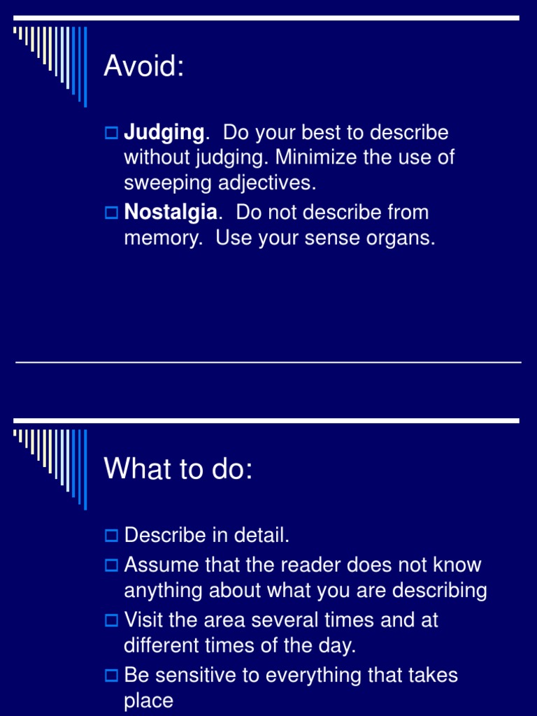 Avoid:: Judging. Do Your Best To Describe | PDF | Art