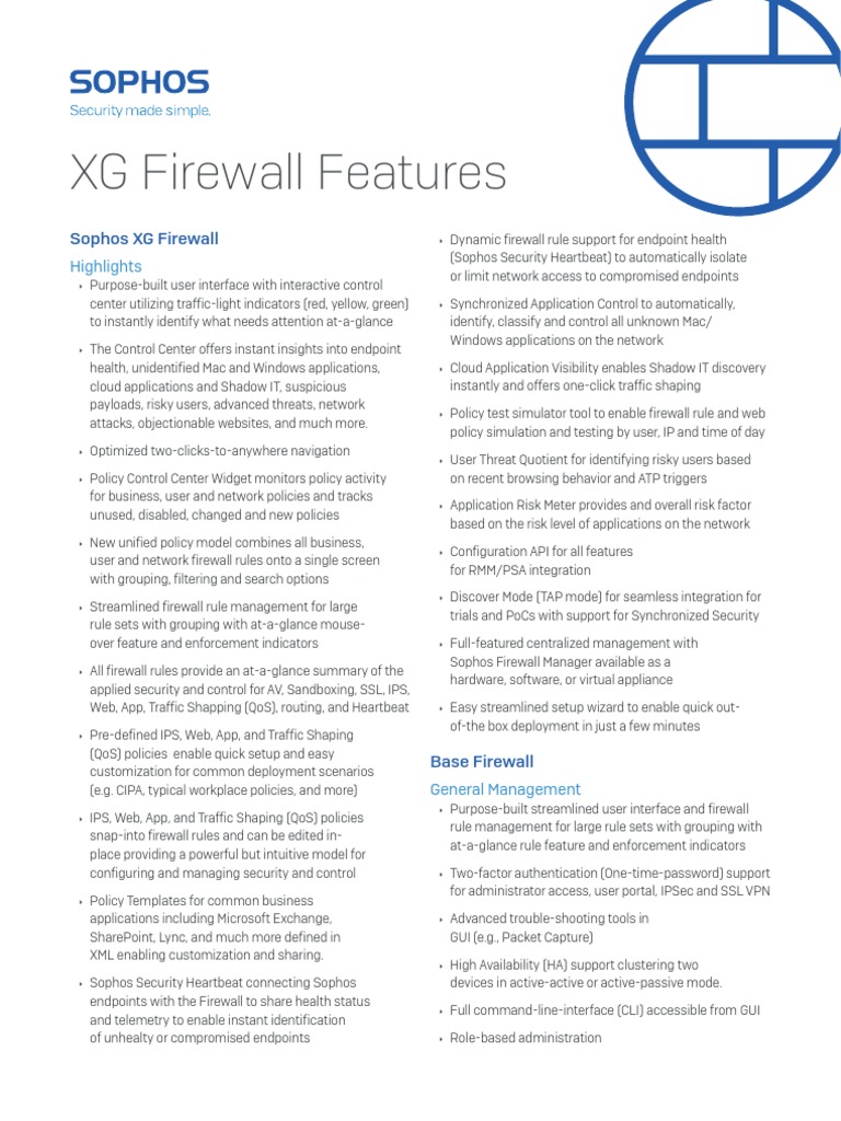 XG Firewall Features | PDF | Transport Layer Security | Computer Network