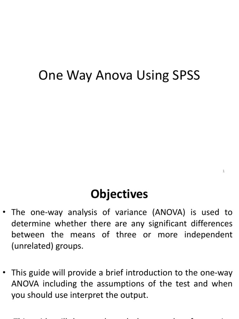 SPSS One-Way ANOVA Guide | PDF | Analysis Of Variance | Statistical ...