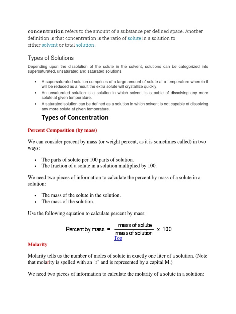 Types of Concentration | PDF | Solution | Concentration