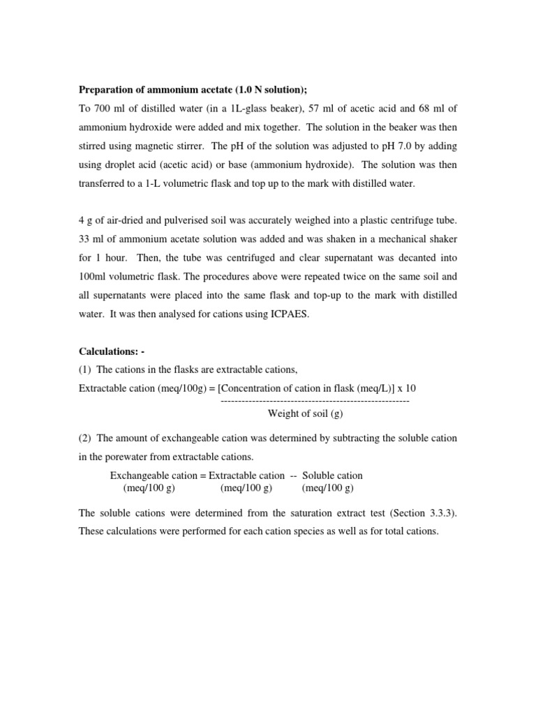 Preparation of Ammonium Acetate PDF | PDF | Science & Mathematics