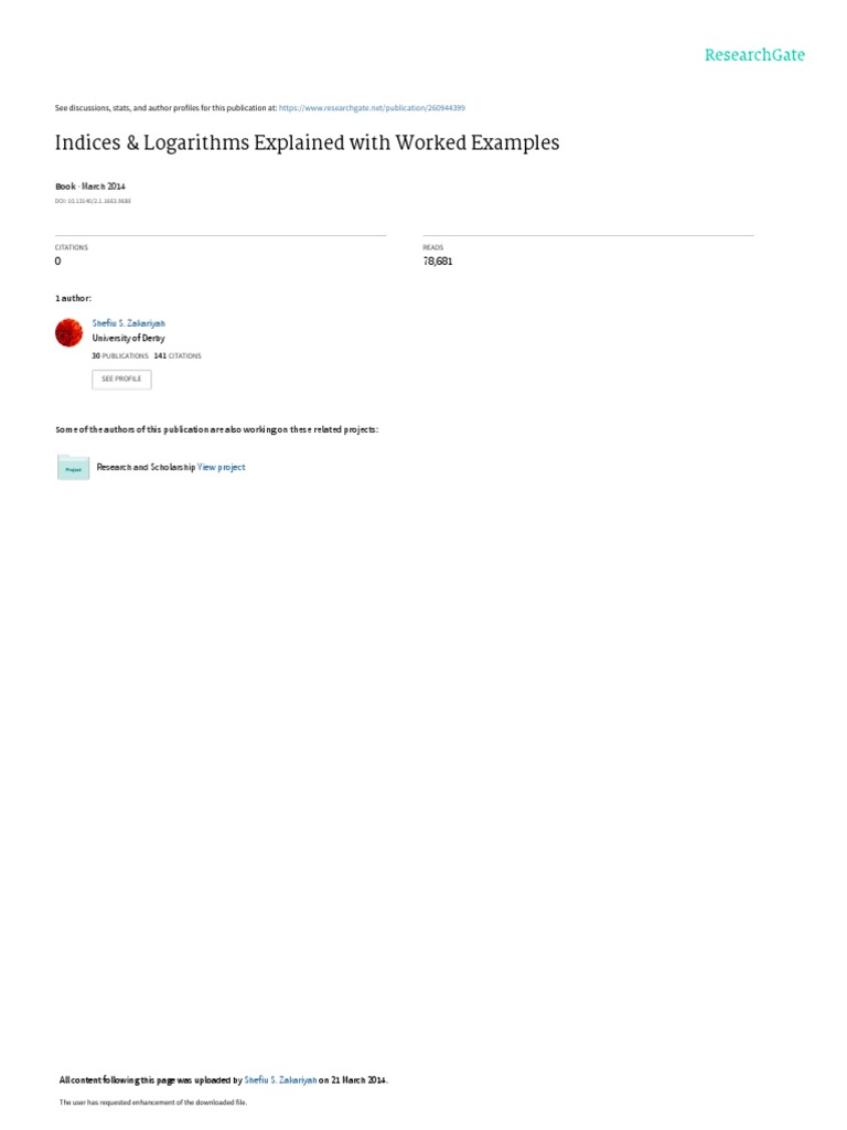 Indices & Logarithms Explained With Worked Examples: March 2014 | PDF ...
