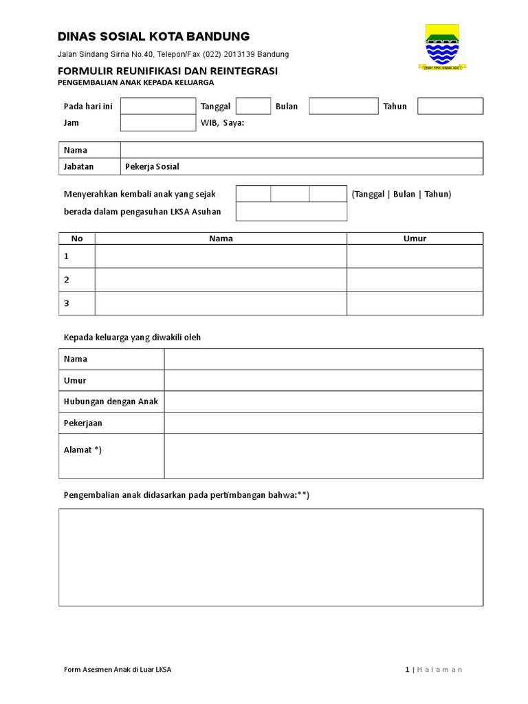 REUNIFICATION AND REINTEGRATION FORM | PDF