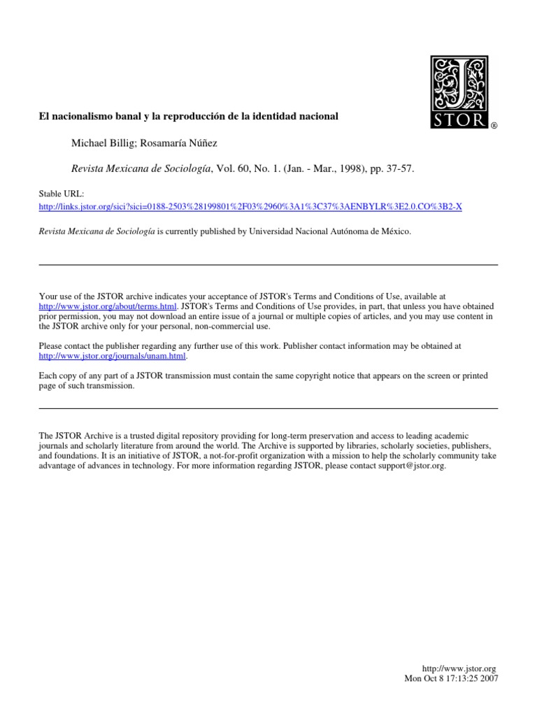 Michael Billig El Nacionalismo Banal y La Reproducción de La Identidad ... Michael Billig El Nacionalismo Banal y La Reproducción de La Identidad ...