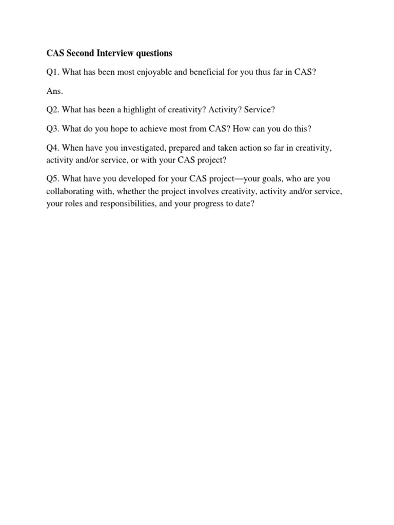 CAS Second Interview Questions Guide | PDF | Career & Growth | Business