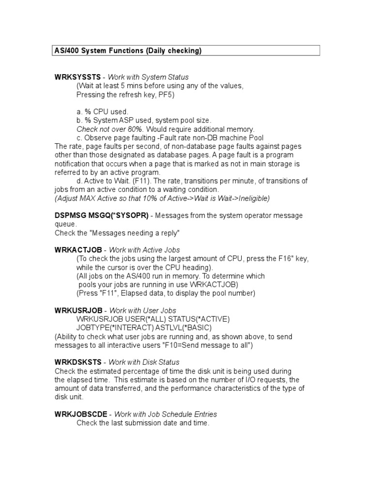 As400 Daily Admin Commands Pdf