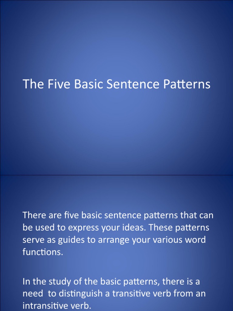 The Five Basic Sentence Patterns | PDF