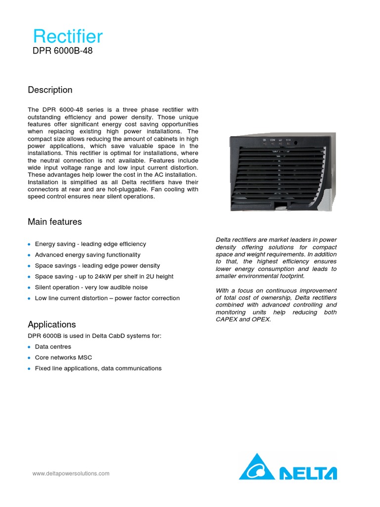 Fact Sheet DPR6000B en | PDF | Rectifier | Mains Electricity