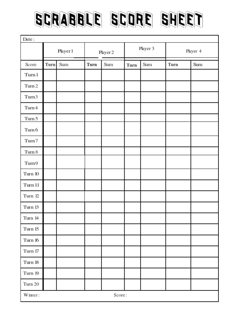 Game Score Tracking Template | PDF