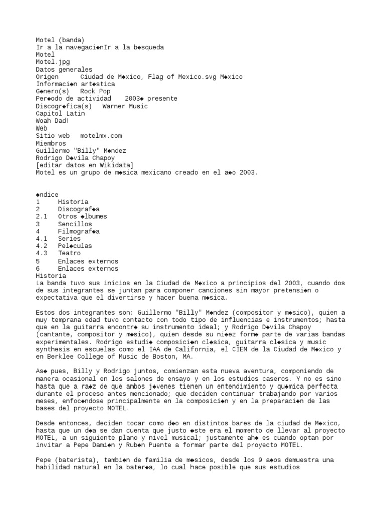 Motel Historia Banda Mexico | PDF | Musica en español | Organizaciones ...
