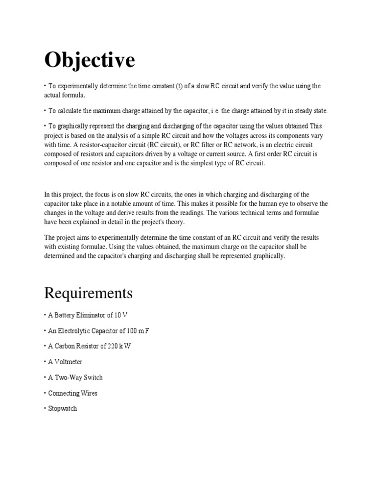 Objective: Requirements | PDF | Capacitor | Electrical Network