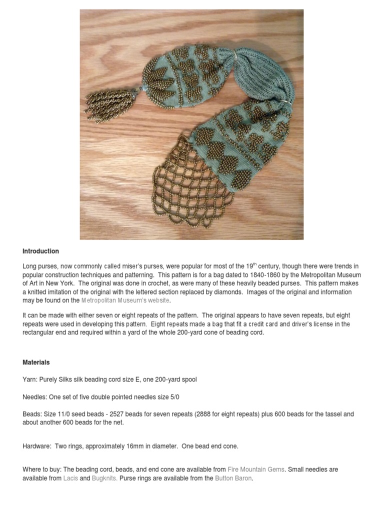 Shamrock Beaded Misers Purse | PDF | Knitting | Crafts