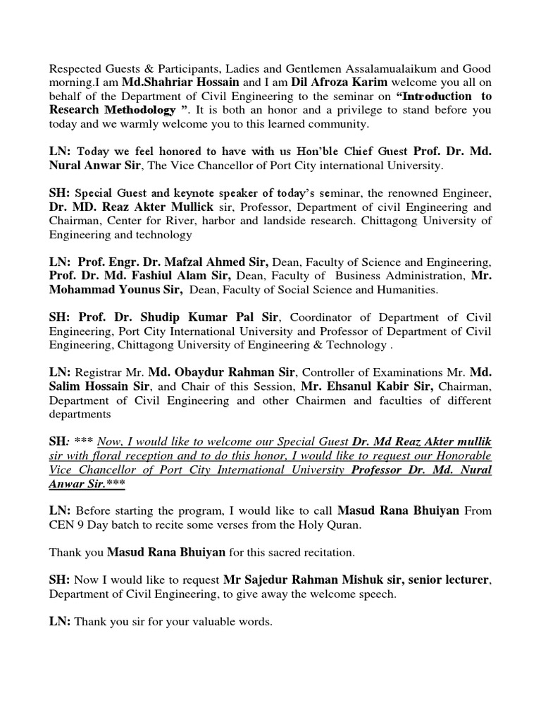 New Seminar Anchoring Script | Academia | Science