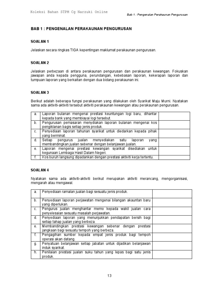Bab 1 Soalan Tutorial | PDF