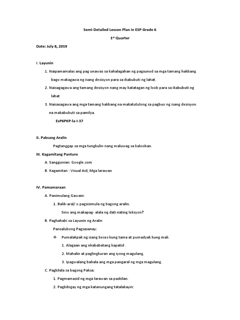 SDLP in Esp Grade 6 7-8-19 | PDF