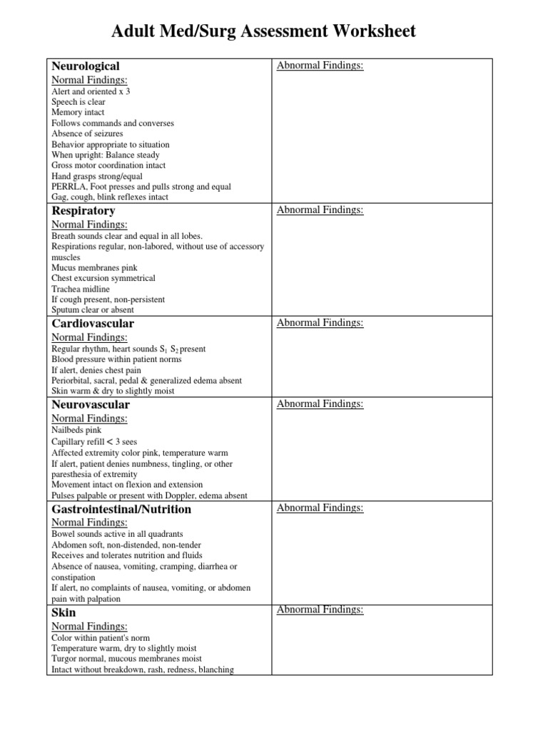 Student Assessment Worksheet PDF | PDF | Paresthesia | Pain