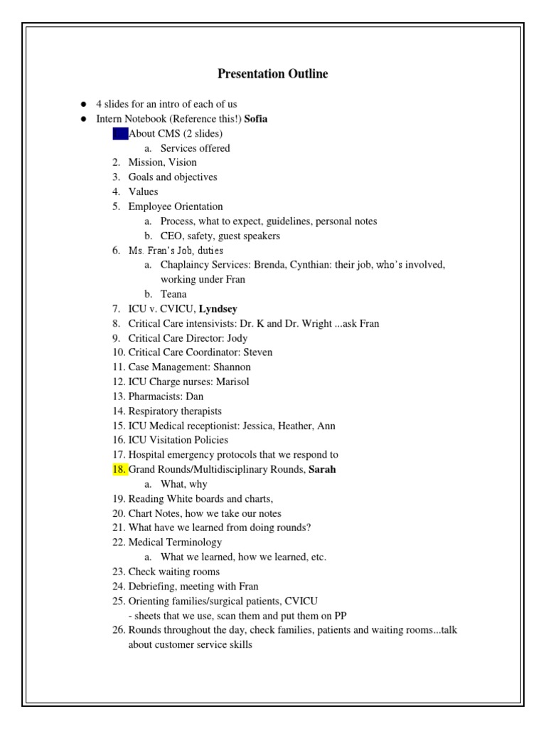 Final Presentation Outline | PDF | Intensive Care Medicine | Palliative ...