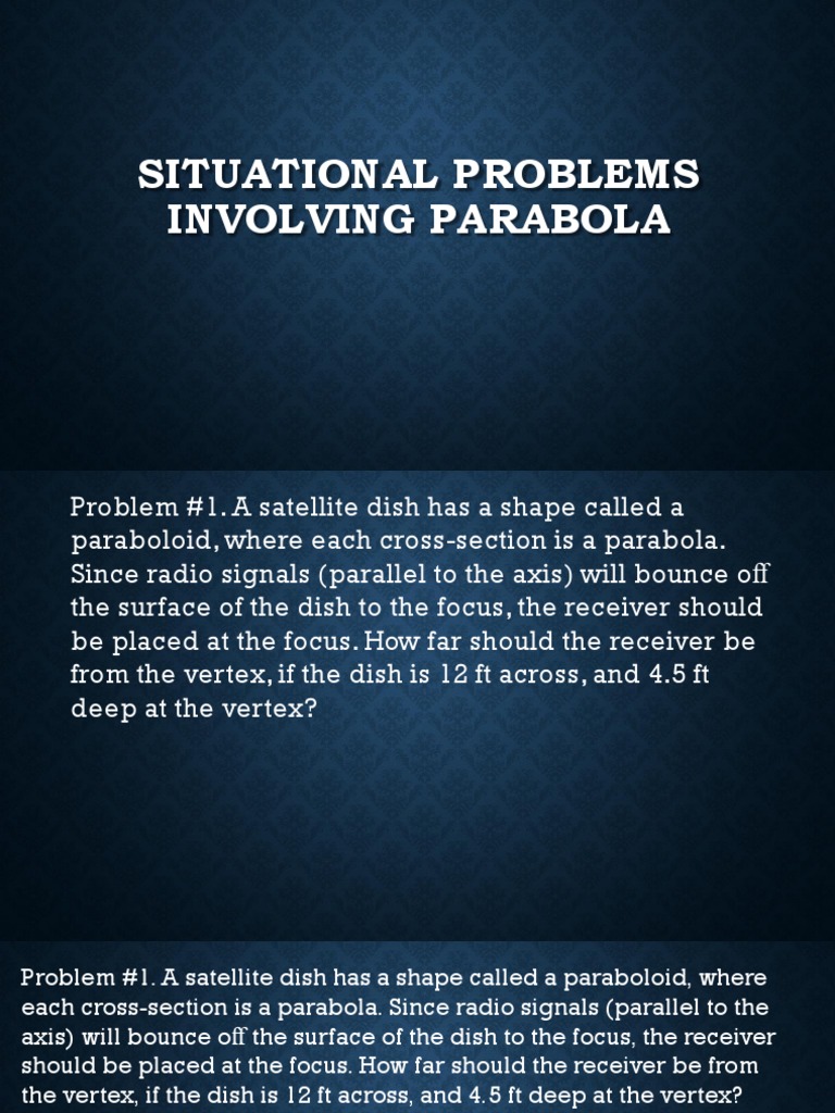 Situational Problems Involving Parabola