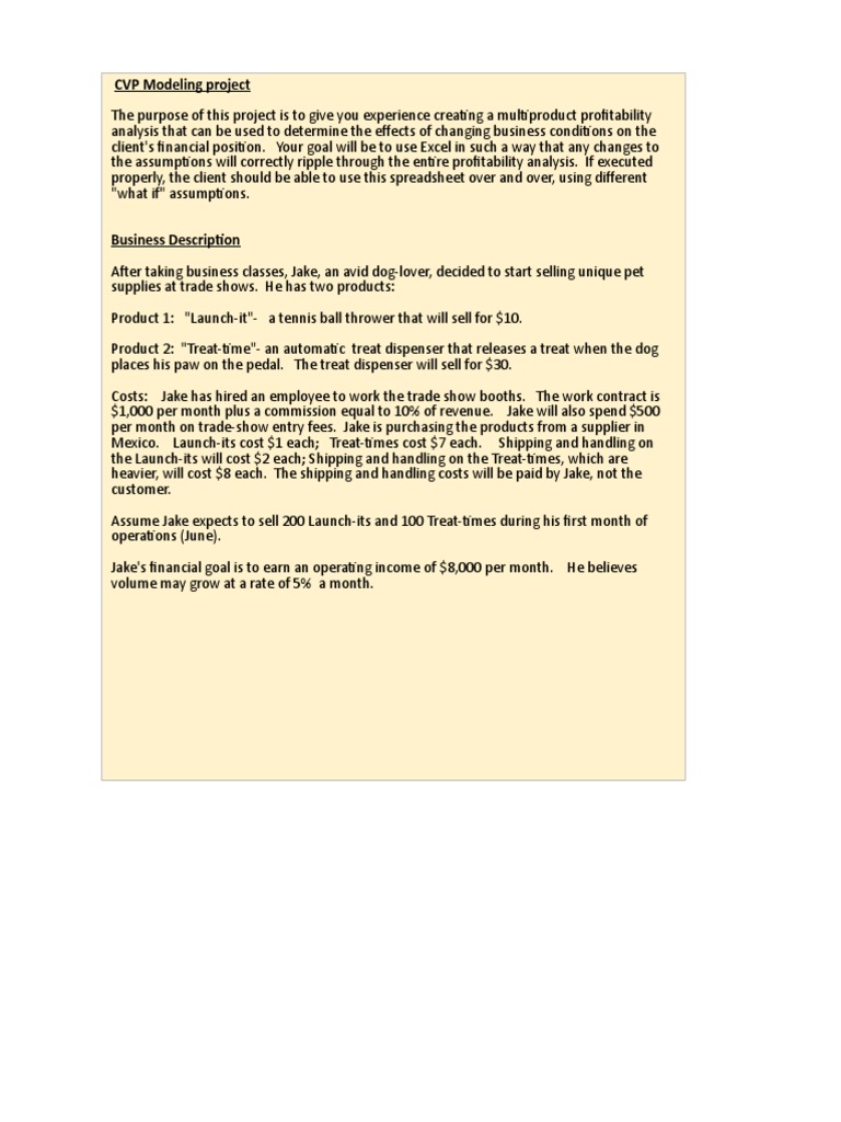 CVP Excel Project | Download Free PDF | Business | Financial Accounting