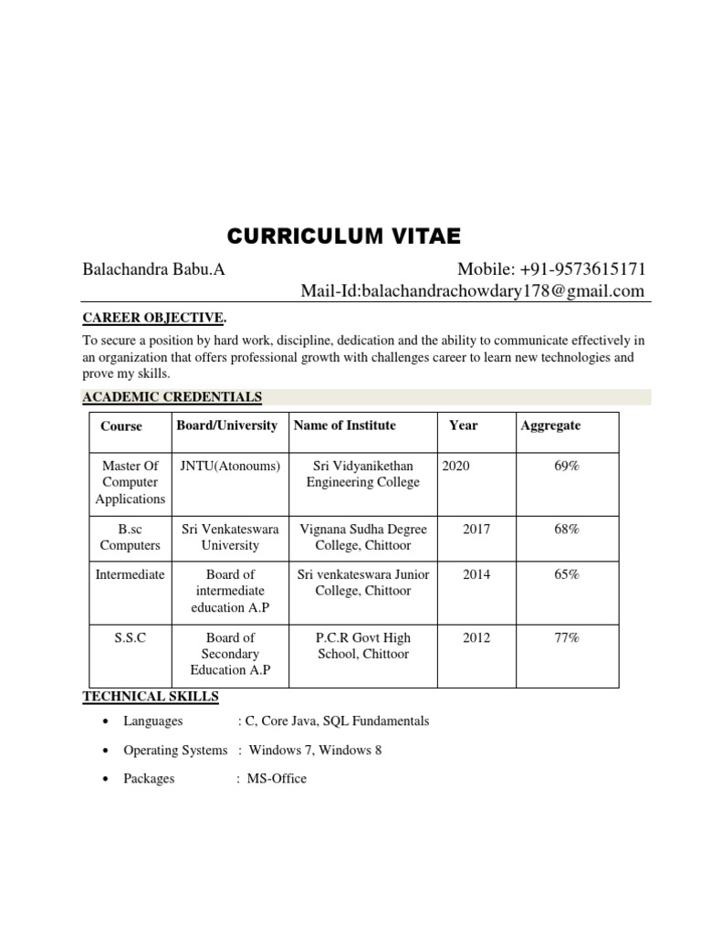 Balachandra Babu Resume-21 | PDF | Curriculum | Communication