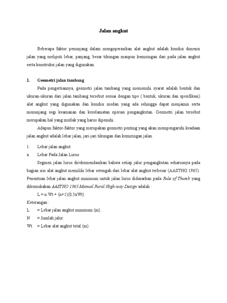 Grade Jalan Angkut dan Konstruksinya | PDF