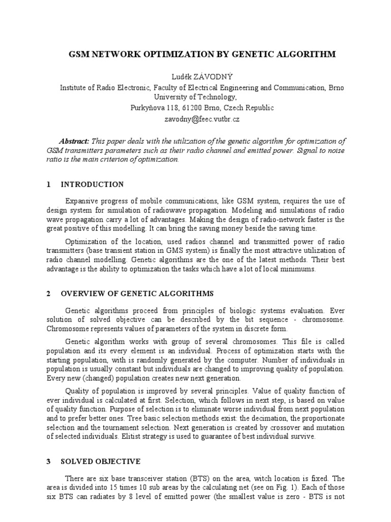 GSM Optimization Using Genetic Algorithms | PDF