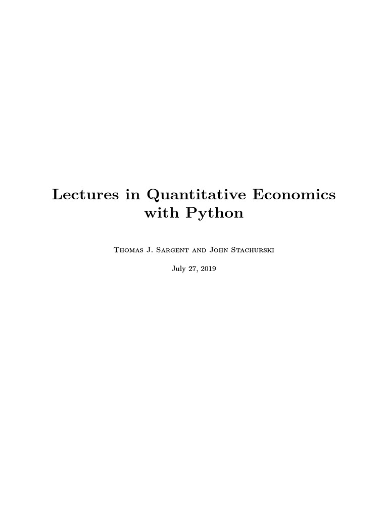 Quantitative Economics With Python | Download Free PDF | Python ...
