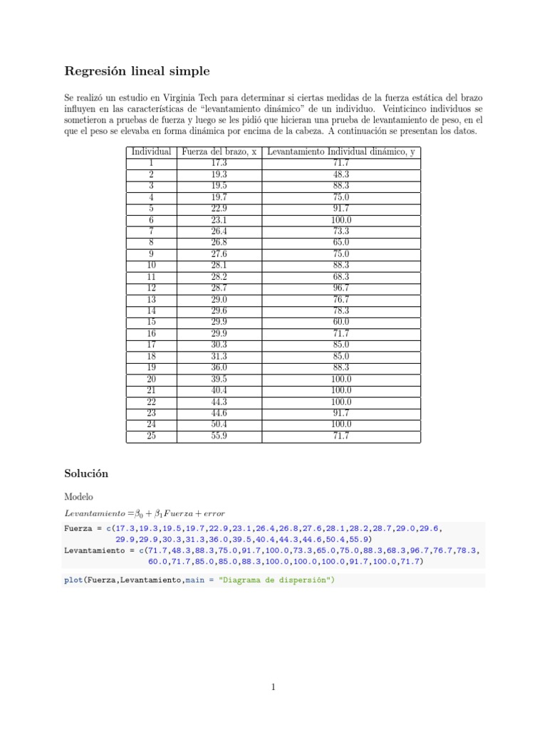 Regresión Lineal R | PDF | Métodos matemáticos y cuantitativos ...