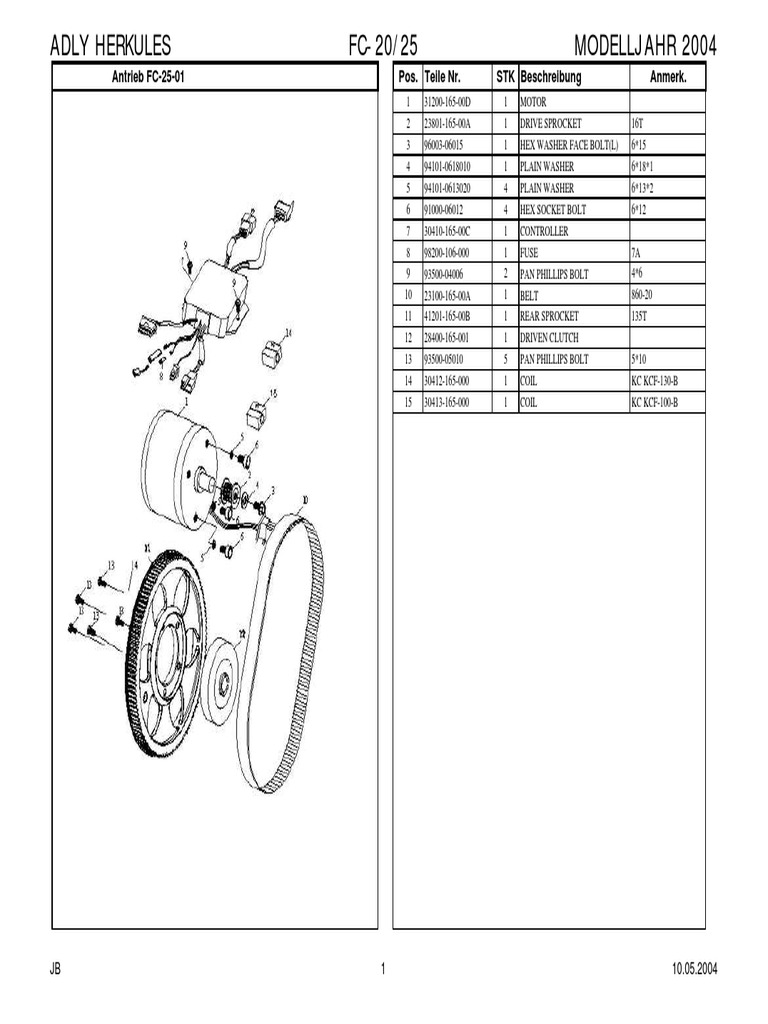 Antrieb FC-25-01 Pos. Teile Nr. STK Beschreibung Anmerk | PDF | Screw ...