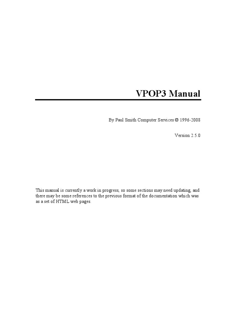 Vpop3 Manual | PDF | Network Socket | Ip Address