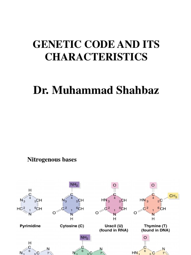 Genetic Code and Its Characteristics | PDF | Genetic Code | Nucleotides