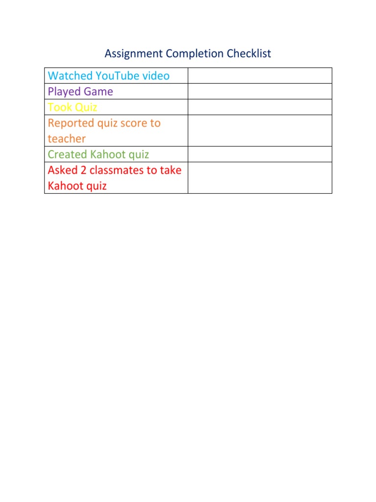 Assignment Checklist | PDF