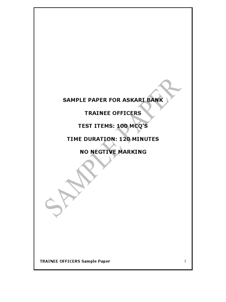 Askari Bank Sample Paper NTS | PDF | International Monetary Fund ...
